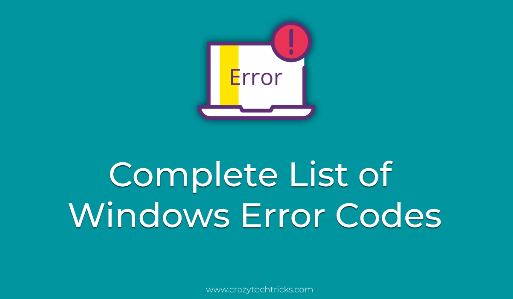 Complete List Of Windows Error Codes