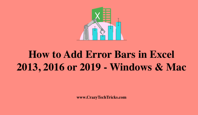 How to Add Error Bars in Excel 2013, 2016 or 2019 - Windows & Mac ...
