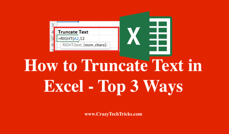 How to Truncate Text in Excel - Top 3 Ways - Crazy Tech Tricks